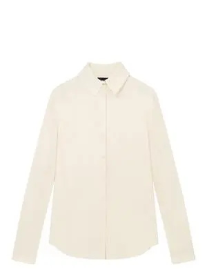 Armani Exchange Slim-fit Shirt In Fluid Viscose Crepe - Beige