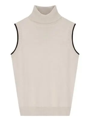 Armani Exchange Armani Exchange Slim Fit Knit Top In Viscose Wool And Cashmere Beige