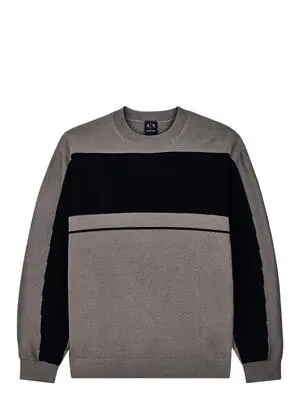 Armani Exchange Regular Fit Pullover In Virgin Wool And Cotton Blend - Brown