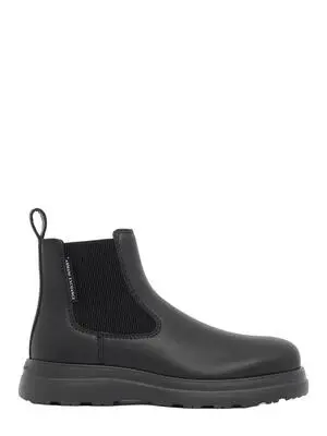 Armani Exchange Matte Action Leather Chelsea Boots - Black