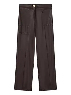 Armani Exchange Coated Fabric Oversized Fit Trousers With Rib Details - Brown