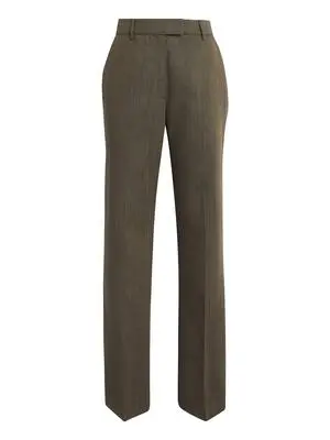 GANNI Wool Straight Trousers - Brown