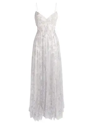 SANDRA MANSOUR Embellished Silent Thread Gown - Silver