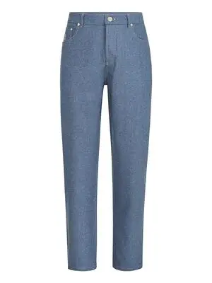 Brunello Cucinelli Virgin Wool Slim Trousers - Blue