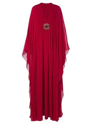 Elie Saab Silk Chiffon Kaftan - Red