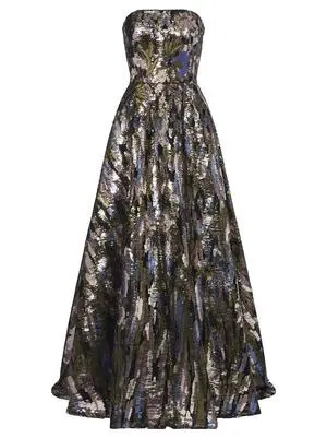 Elie Saab Embellished Silk-blend Bustier Gown - Multicoloured