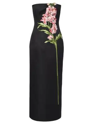 LEO LIN Rayna Floral-applique Bustier Dress - Black