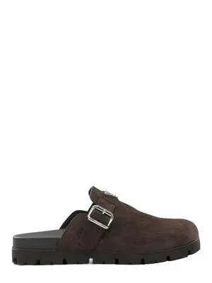 Prada Suede Leather Slippers - Brown