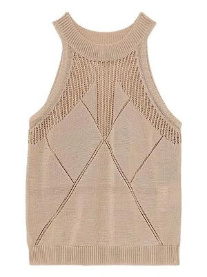 REISS Maya Knitted Cotton-blend Vest Top - Neutral