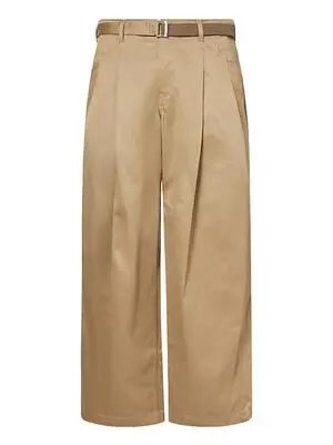 Sacai Double-pleated Wide-leg Cotton Chinos - D/beige