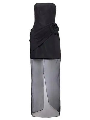 Carolina Herrera Strapless Sheer Silk Maxi Dress - Black