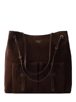 Prada Route Large Suede Bag - Brown