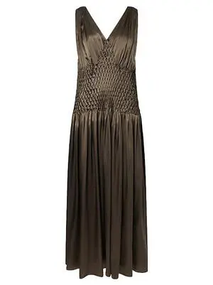 Khaite Nola Silk Maxi Dress - Dark Olive