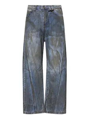 1886 Dirty-wash Curved-seam Denim Jeans - Blue