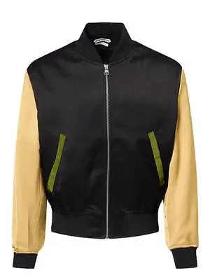 JW Anderson Contrast Colour-block Silk And Satin Bomber Jacket - Black Multi