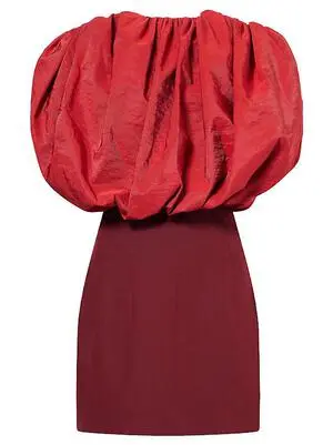 Magda Butrym Puffed-bodice Fitted Silk-blend Mini Dress - Red