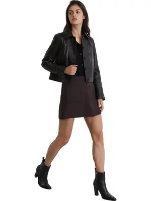REISS Leather Chisel-toe Block-heel Ankle Boots - Black