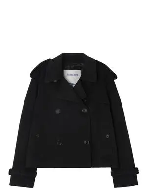 Burberry Cropped Cashmere Mayfair Trench Jacket - Black