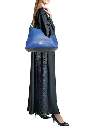 AIGNER Logo-plaque Grained Shoulder Bag - Blue
