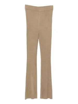 Eric Bompard Rib-knit High-waisted Palazzo Pants - Neutrals