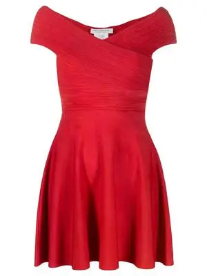 Philosophy Di Lorenzo Serafini Off-shoulder Pleated Mini Dress - Red