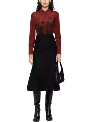 Alberta Ferretti Rose-print Silk Shirt - Red