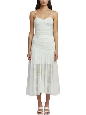 424 Adela Draped Lace Midi Dress - White
