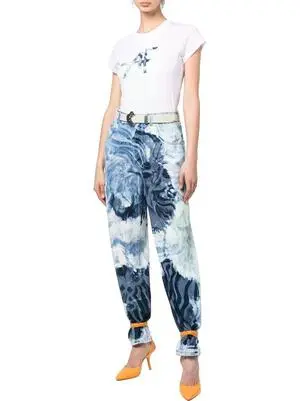 Alberta Ferretti Graphic Print Tapered Jeans - Blue
