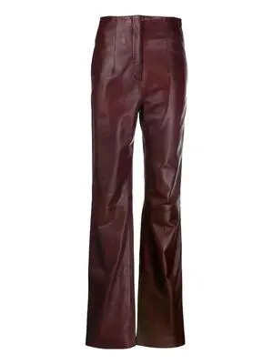 Alberta Ferretti High-waist Flared Leather Trousers - Red