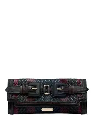 Burberry 2000-2017 Prorsum Woven Buffalo Leather And Cotton Clutch Bag - Black