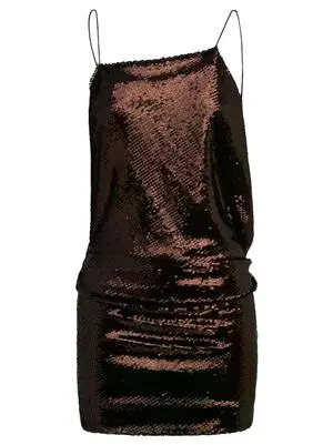 Alex Perry Sequin Embellished Draped Mini Dress - Brown