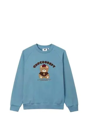 CHOCOOLATE Bear-embroidered Raglan-sleeved Sweatshirt - Blue