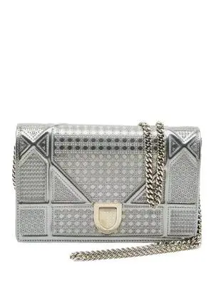 Dior 2017 Diorama Leather Clutch Bag - Silver