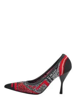 Prada Pointed-toe Intarsia-knit Pumps - Black