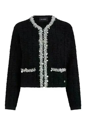 Karl Lagerfeld Faux-pearl Knitted Cardigan - Black