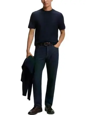 BOSS Geometric-jacquard T-shirt In Cotton - Blue