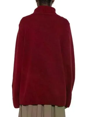 Eric Bompard BOMPARD Split-Sleeve High-Neck Sweater Red