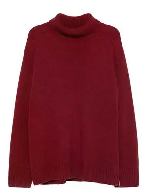 Eric Bompard BOMPARD Split-Sleeve High-Neck Sweater Red