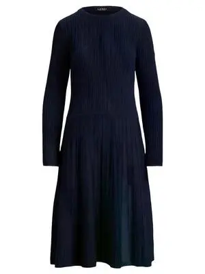Ralph Lauren Cable-knit Long-sleeve Midi Dress - Blue