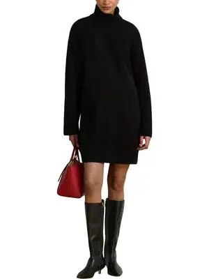 Ralph Lauren Rib-knit Cocoon Turtleneck Mini Dress - Black