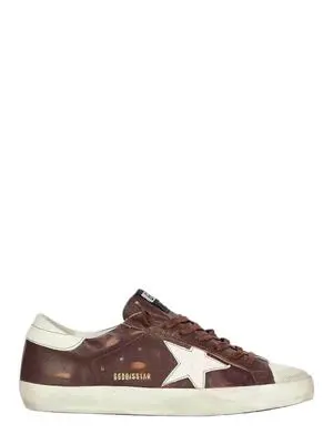 GOLDEN GOOSE Super-star Distressed Leather Sneakers - Brown
