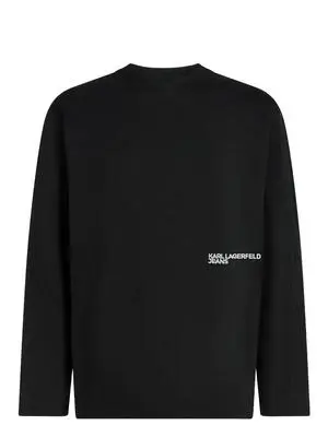 Karl Lagerfeld Relaxed Long-sleeved Seamed T-shirt - Black