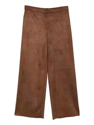 Marina Rinaldi Gelato Croc-effect Velvet-finish Palazzo Pants - Brown