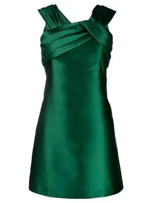 Alberta Ferretti Pleated Mikado Minidress - Green