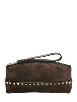 Valentino Garavani Rockstud Suede Clutch Bag - Brown