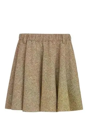 Brunello Cucinelli Virgin Wool Donegal Mini Circle Skirt With Monili - Brown
