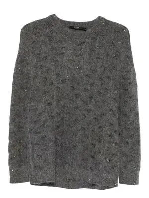 Seventy Open-knit Sequinned Sweater - Grey