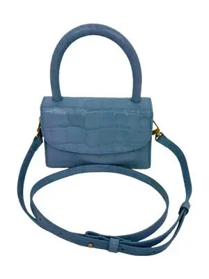 By Far Crocodile-embossed Top Handle Bag - Blue