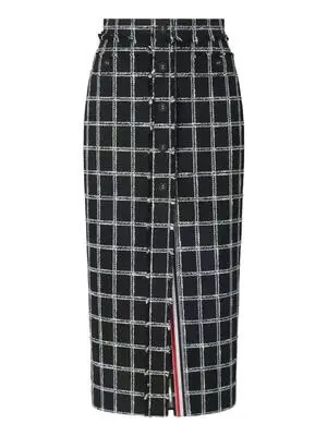 Thom Browne Windowpane Houndstooth Tweed Skirt - Black