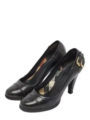 Burberry Leather Buckle Detail High Heel Pumps - Black